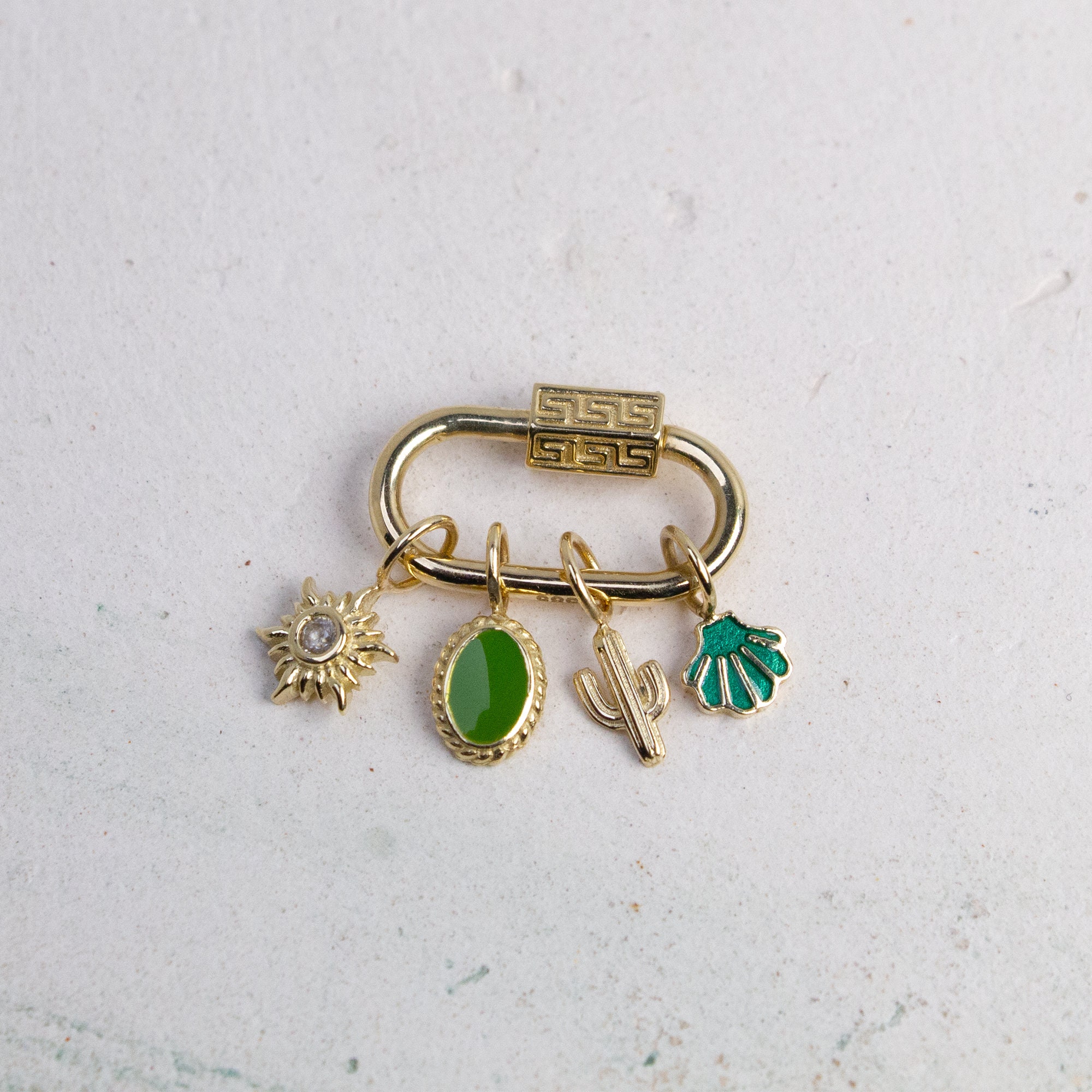 14K Gold Tiny Charms, Cactus Charm, Seashell Charm, Green Charm ...