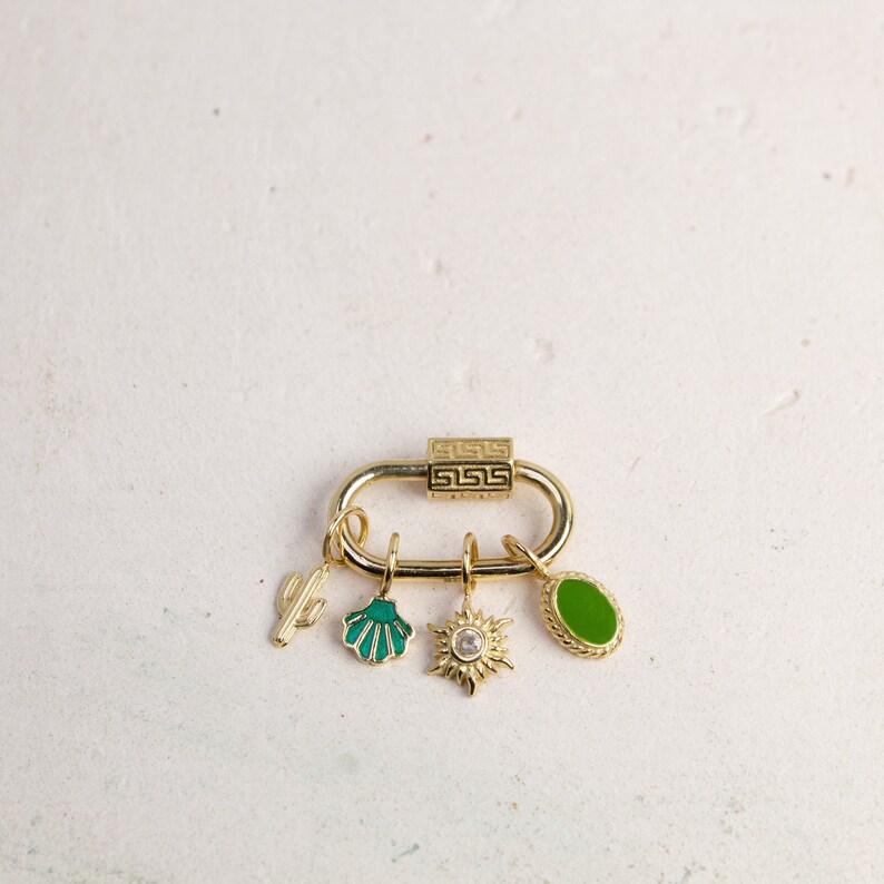 14K Gold Tiny Charms, Cactus Charm, Seashell Charm, Green Charm ...