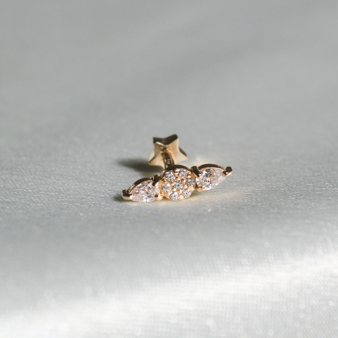 14 Karat Gold Vintage Style Helix Earring, Cartilage Piercing, Stud ...