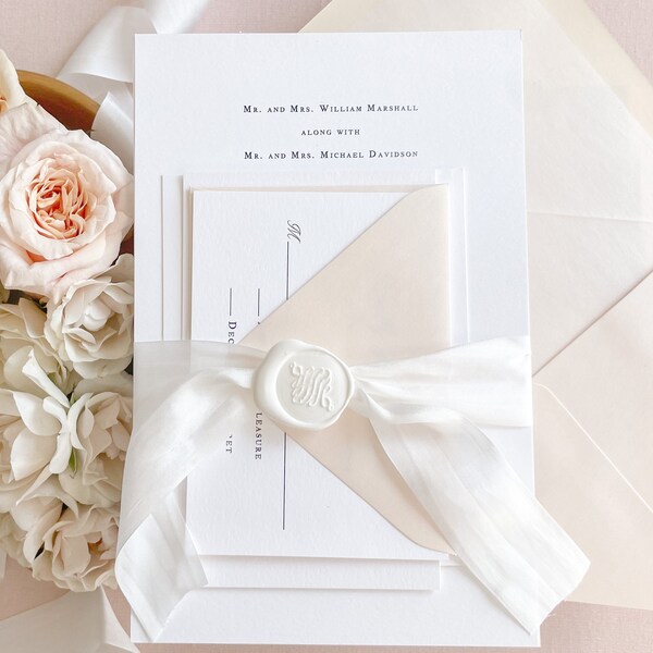 Elegant Ribbon Wedding Invitations - Etsy