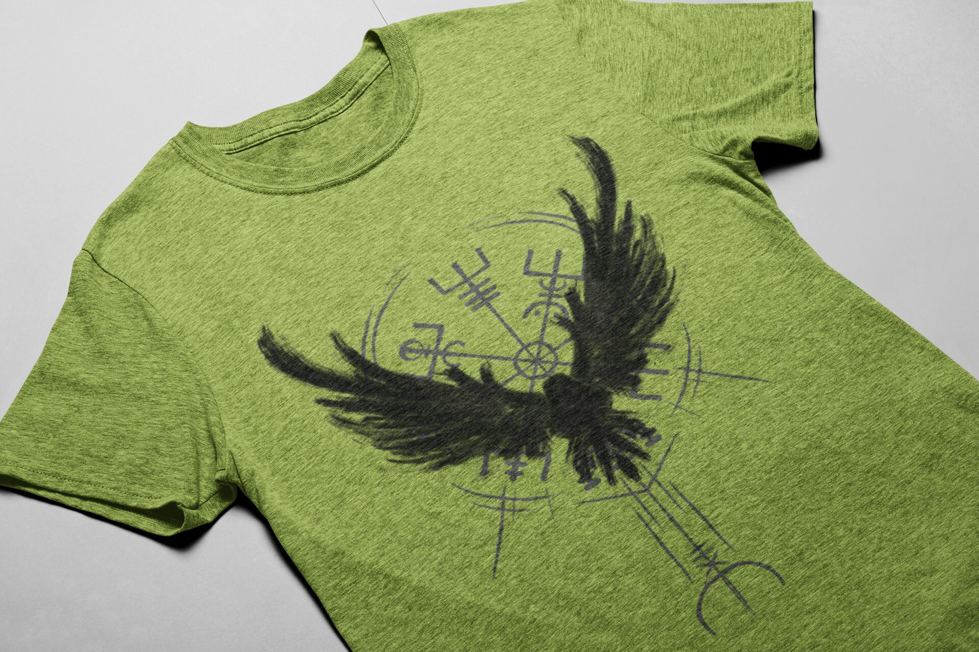 Raven With Vegvisir, Viking Tshirt, Raven Lover, Goth Raven ...