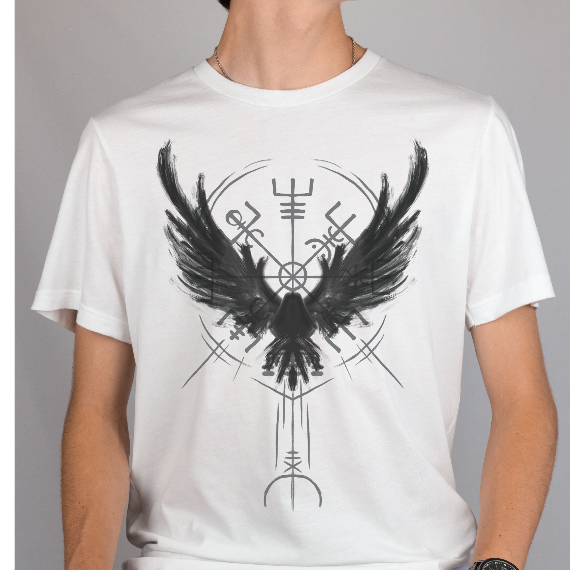 Raven With Vegvisir, Viking Tshirt, Raven Lover, Goth Raven ...