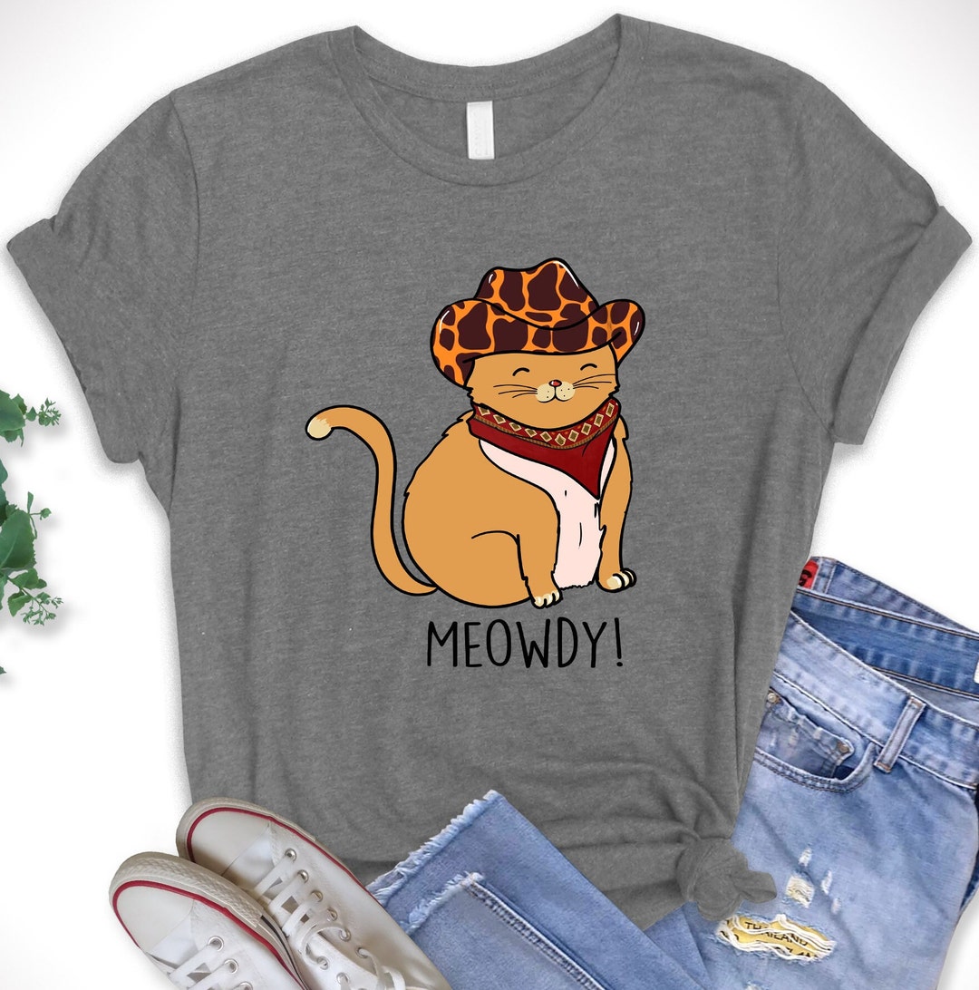 Meowdy Cute Cowboy Cat Tshirt Gift for Cat Lovers Western Cat - Etsy
