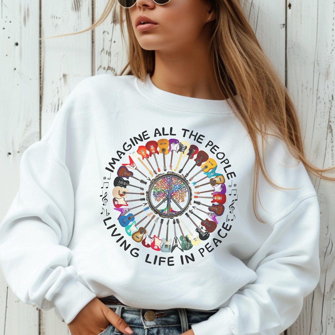The Beatles Sweatshirt Imagine All the People Living in Peace Music ...