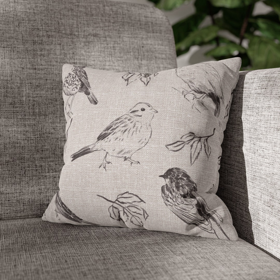 Forest Birds Throw Pillow Cover, Botanical Pillow, Bird Lover, Bird ...