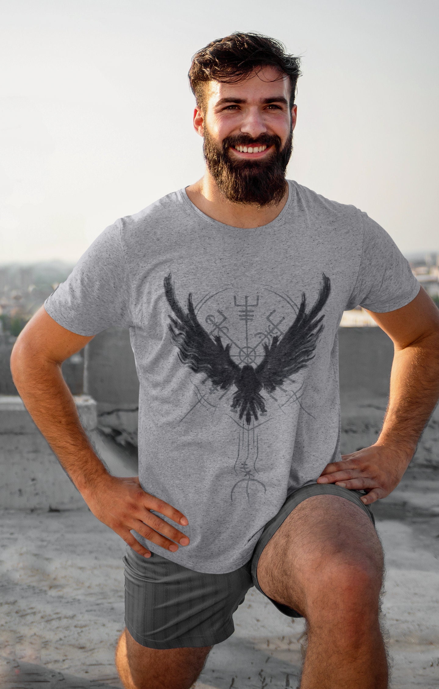 Raven With Vegvisir, Viking Tshirt, Raven Lover, Goth Raven ...