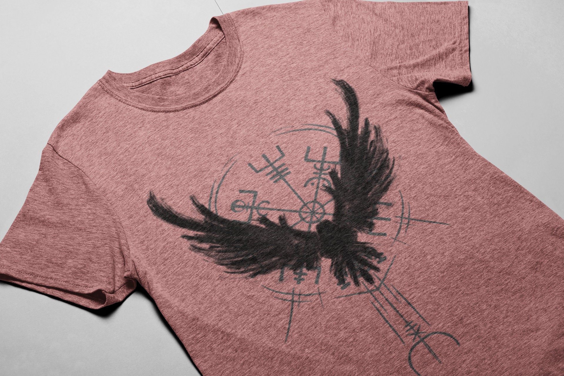 Raven With Vegvisir, Viking Tshirt, Raven Lover, Goth Raven ...