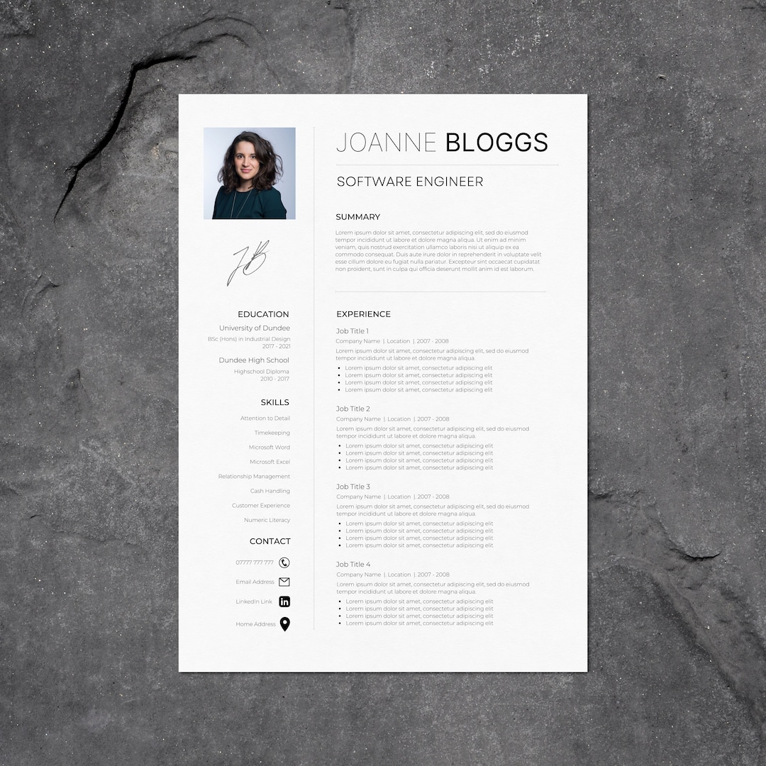 Professional Modern CANVA Resume CV Template & Matching Cover Letter ...