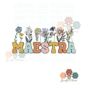 Maestra PNG Teacher Spanish Digital for DTF DTG Sublimation Boho ...
