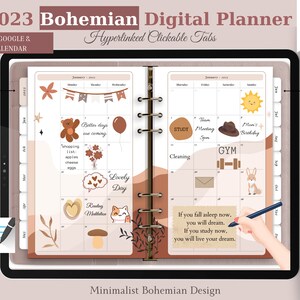 2023 BOHEMIAN DIGITAL PLANNER Minimalist Planner Hypilinked Planner ...