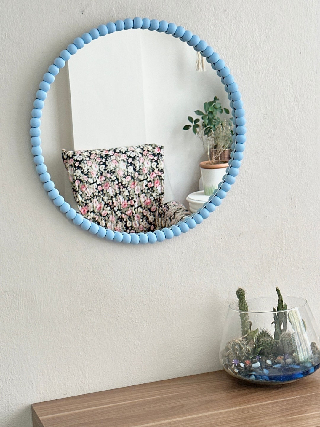 20" Blue Bead Mirror, New Baby Room Decor - Etsy