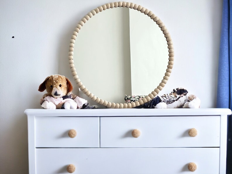 20" Mirror Wall Decor, New Baby Room Decor, Boho Home Decor, Beaded ...
