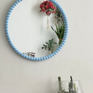 20" Blue Bead Mirror, New Baby Room Decor - Etsy