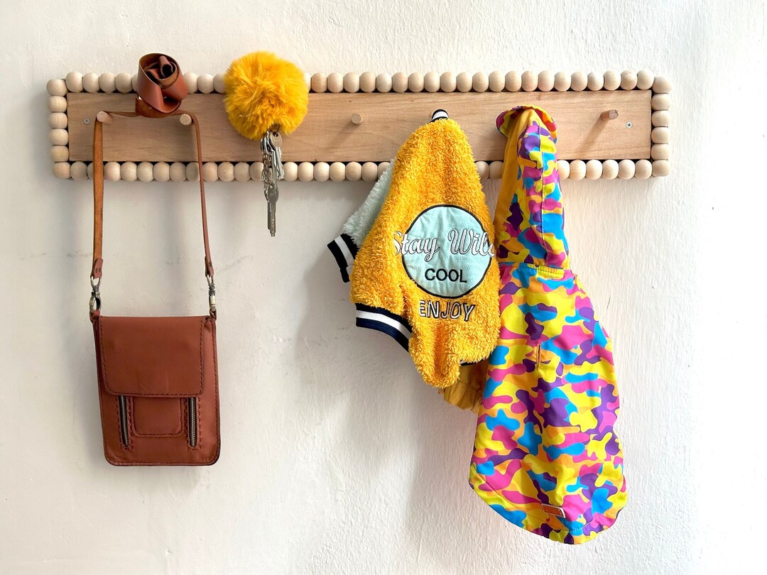 Solid Pine Wood Nail Rail Coat Hooks, Solid Wood Handmade Entry ...