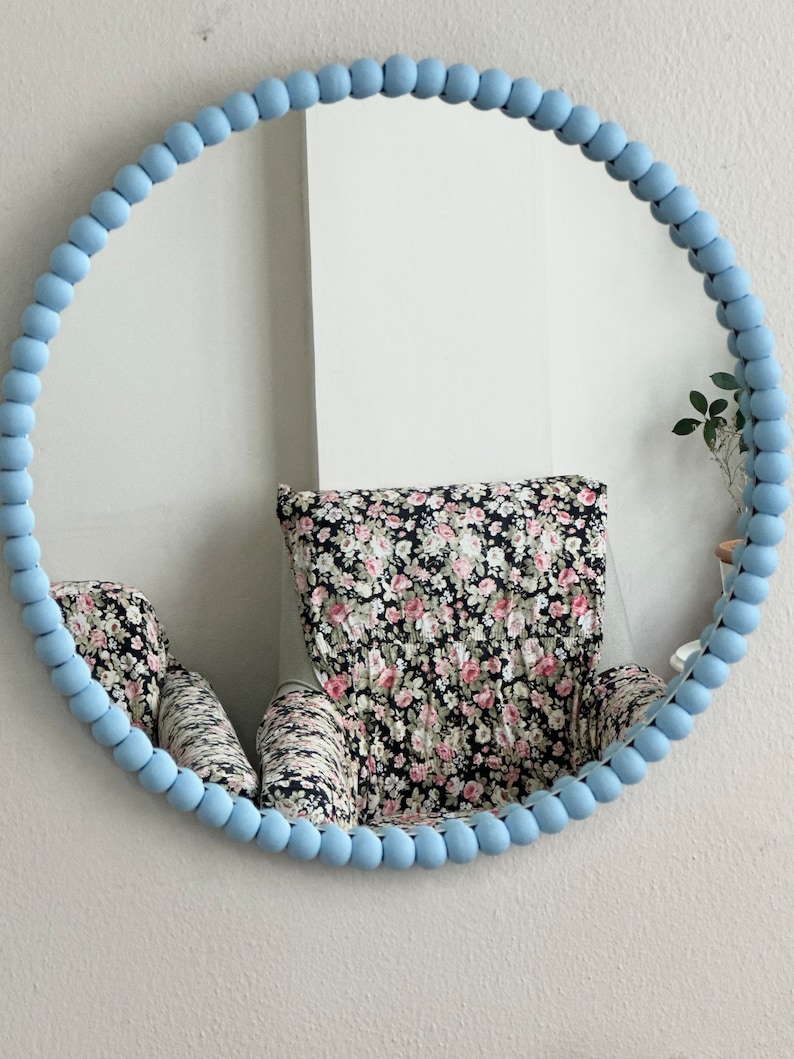 20" Blue Bead Mirror, New Baby Room Decor - Etsy