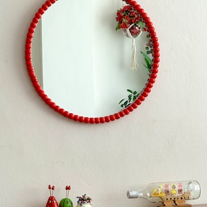 20" Mirror Wall Decor, New Baby Room Decor, Boho Home Decor, Beaded ...