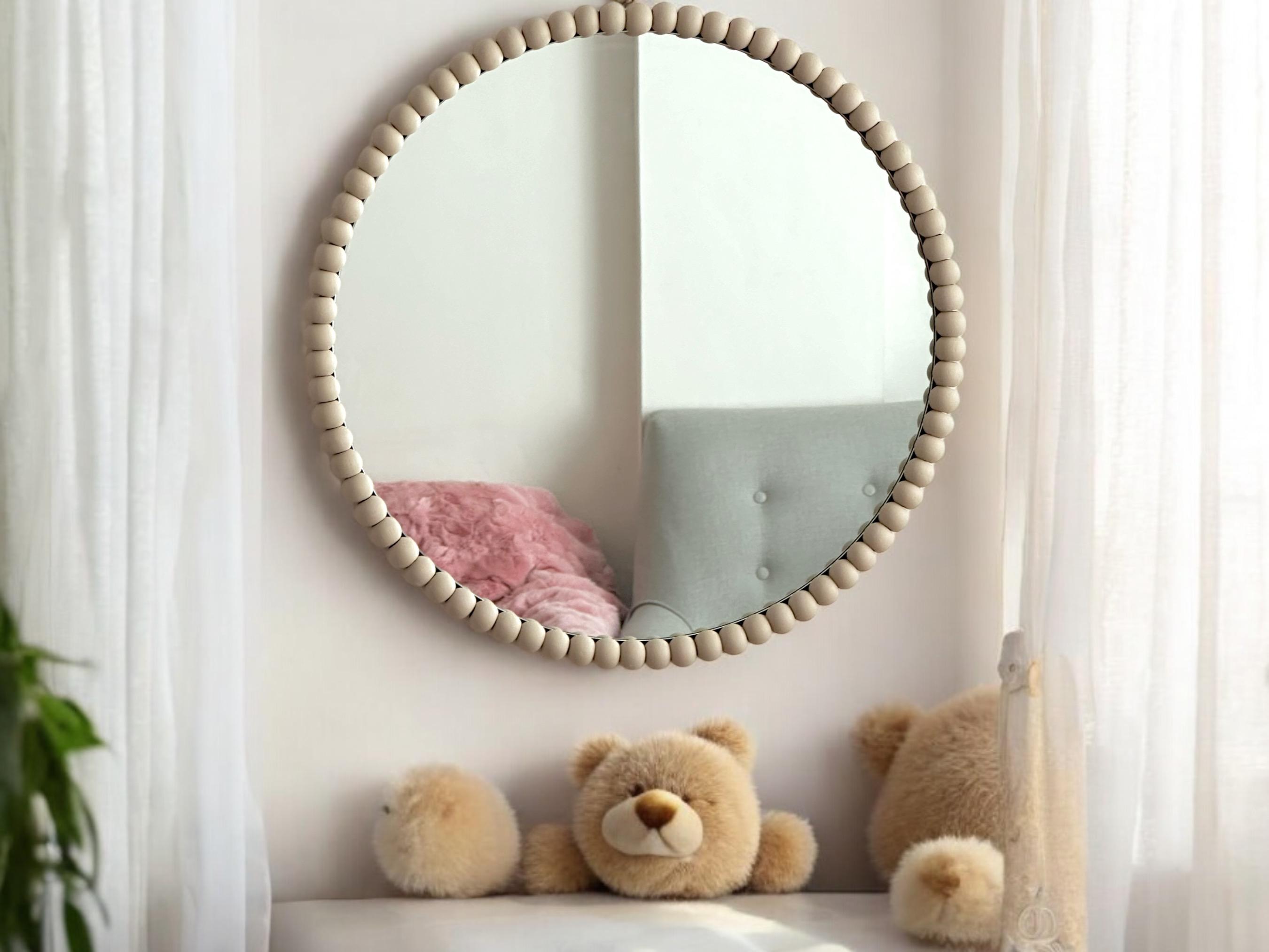 20" Round Beaded Mirror, Boho Baby Room Decor - Etsy
