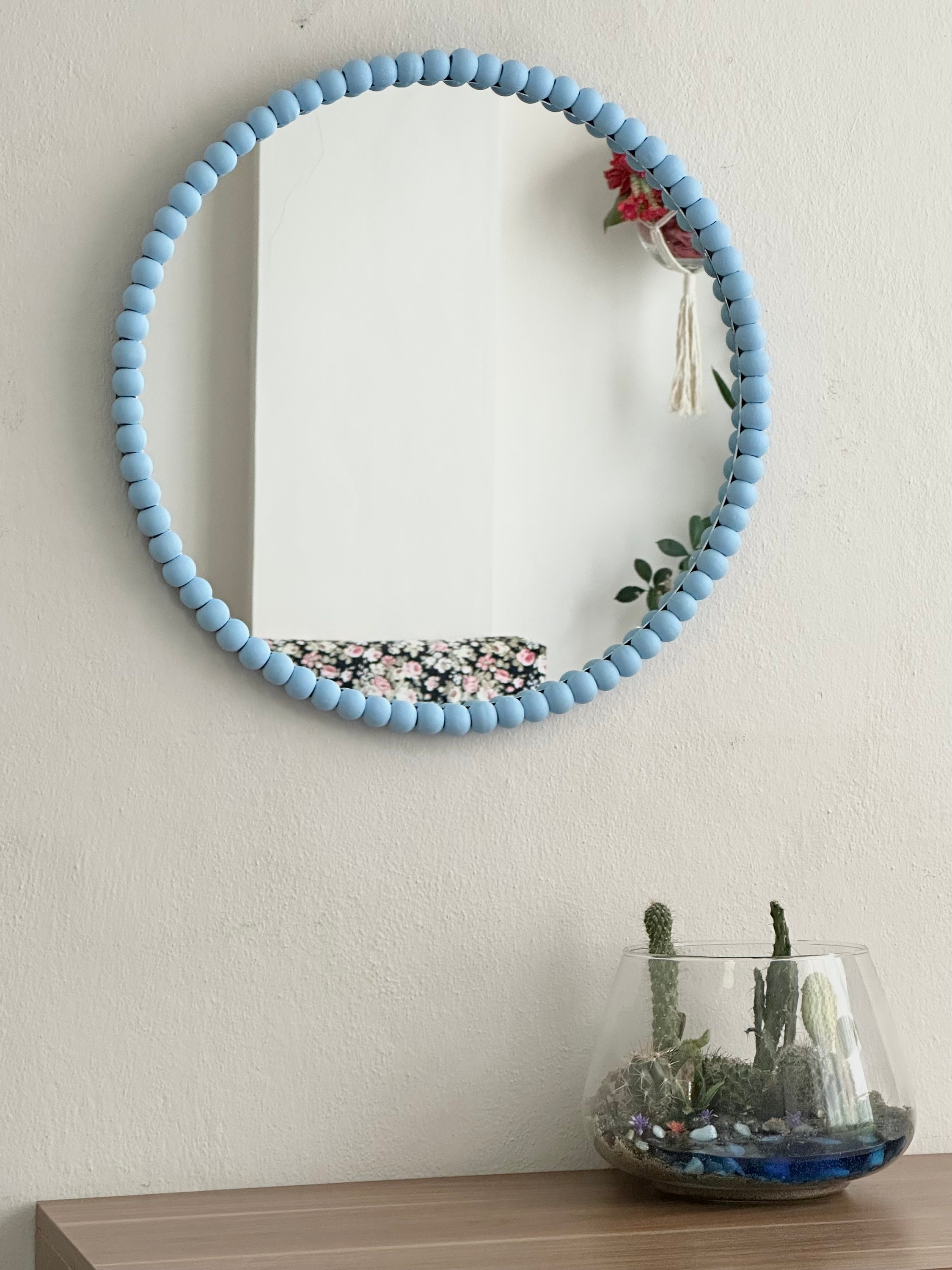 20" Blue Bead Mirror, New Baby Room Decor - Etsy