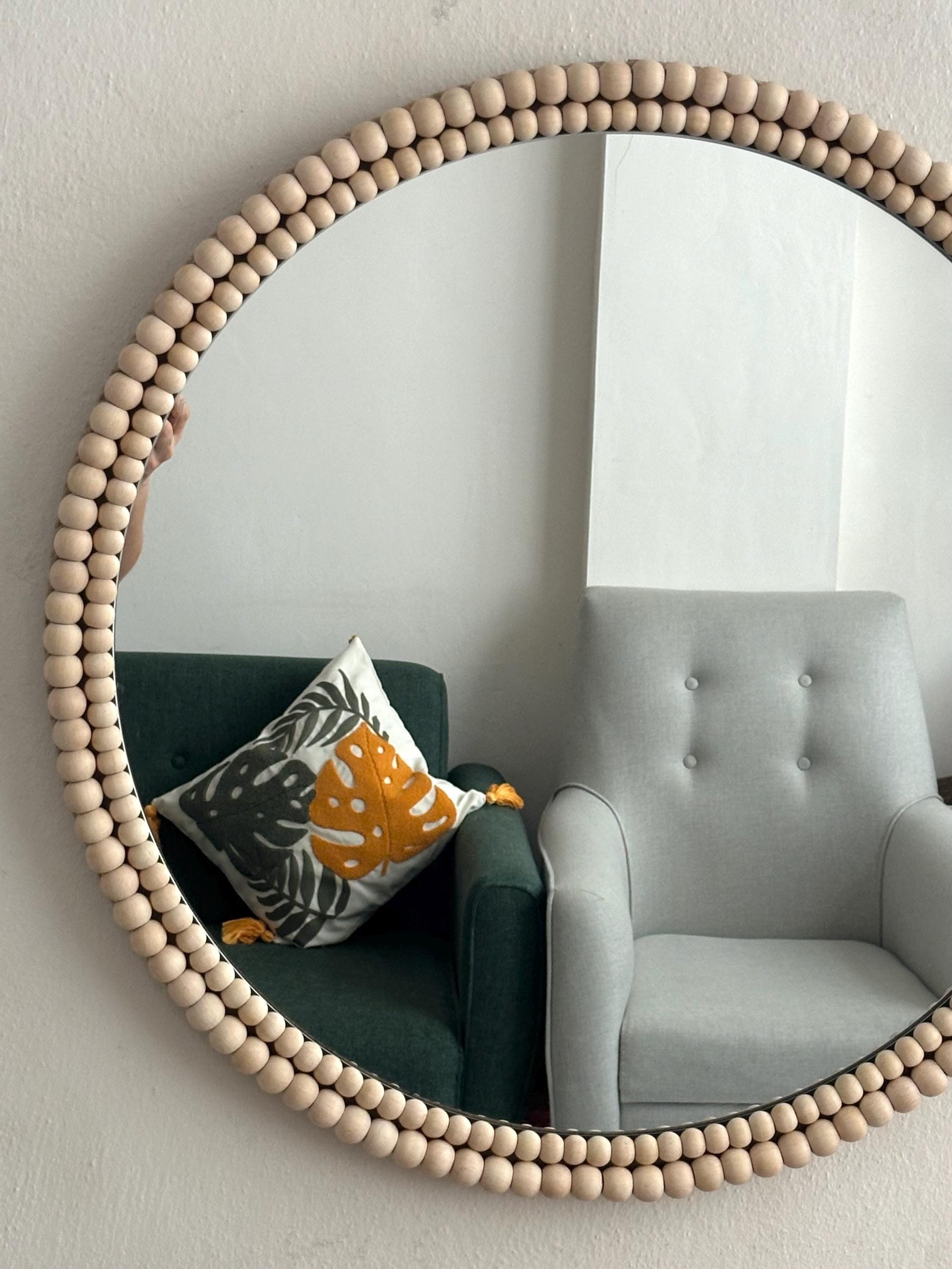 Large Round Beaded Mirror, Boho Wall Decor, 20" - Etsy