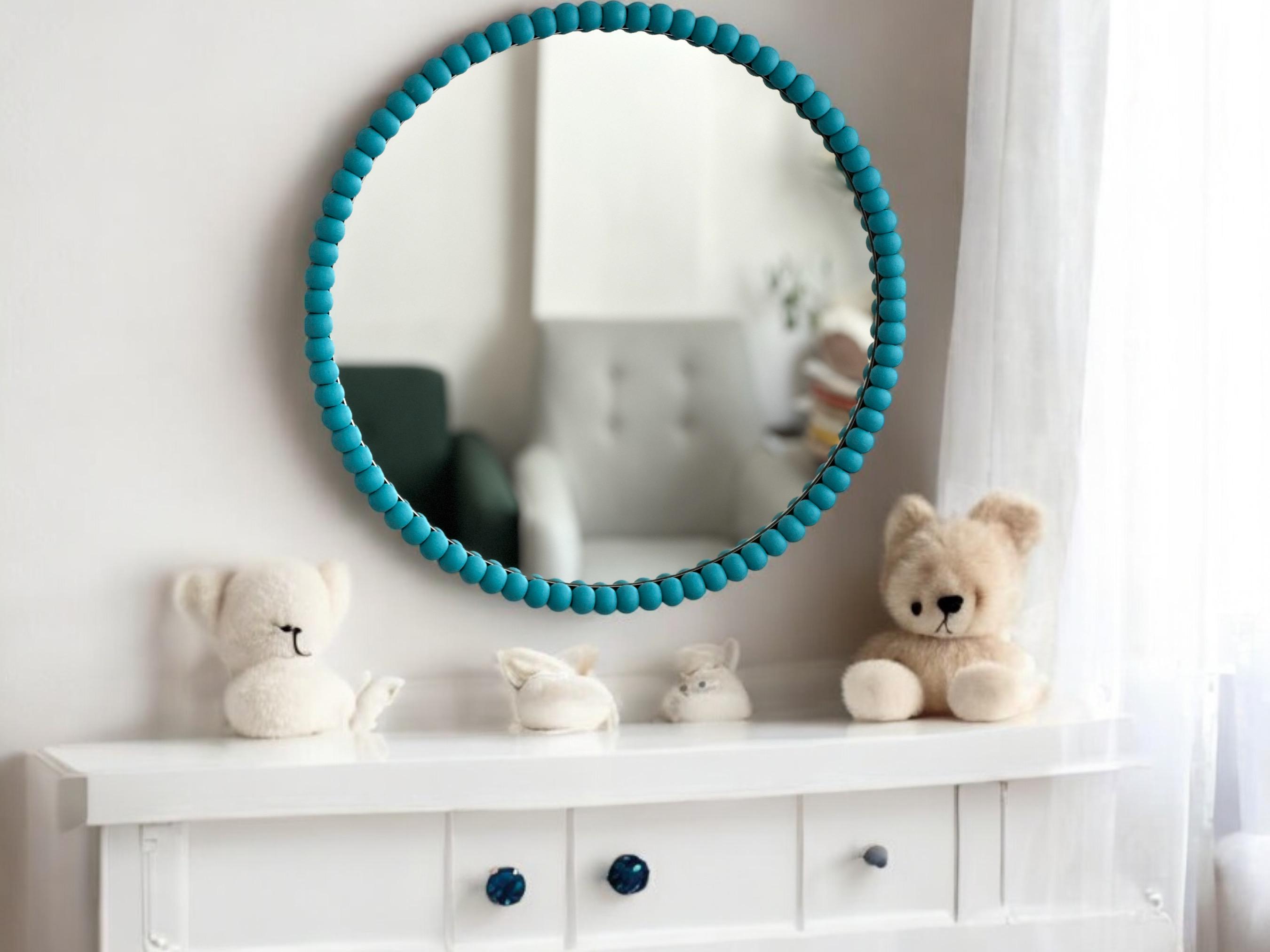 20" Mirror Wall Decor, Boho Baby Room Decor, Boho Home Decor, Blue ...