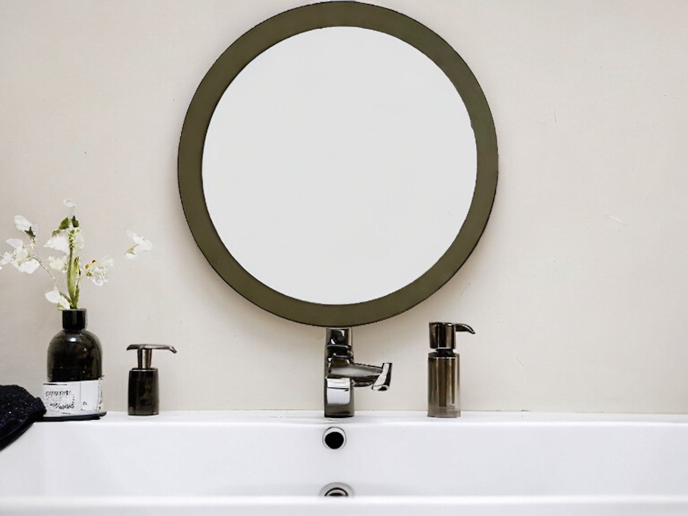 Large Round Green Mirror, Boho Home Decor, Handmade Henna Finish - Etsy