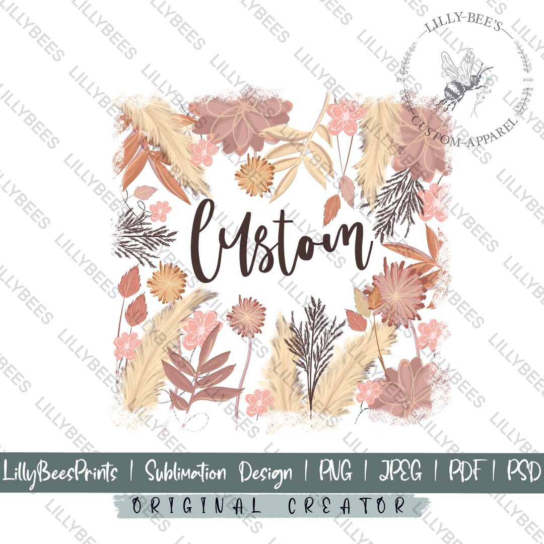 Custom Boho Floral Design: Name Print, Logo (digital Download) - Etsy