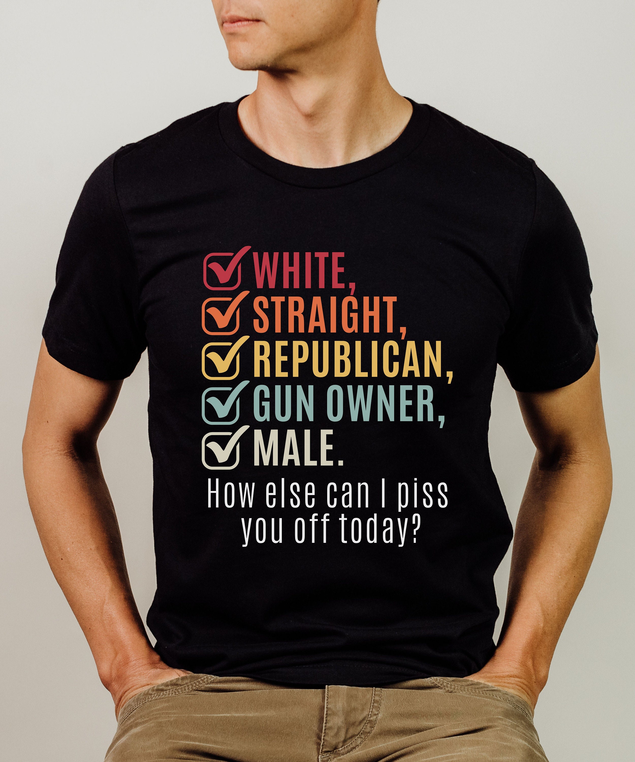 White Straight Republican Male Gun Owner T-shirt, Patriotic Shirt for ...