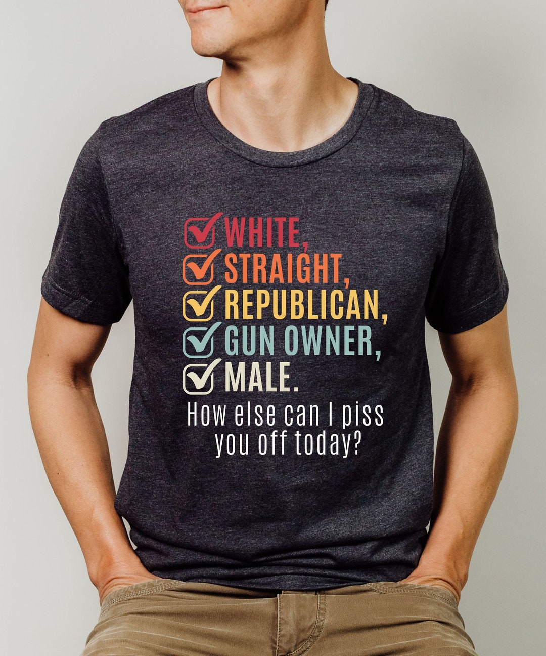 White Straight Republican Male Gun Owner T-shirt, Patriotic Shirt for ...