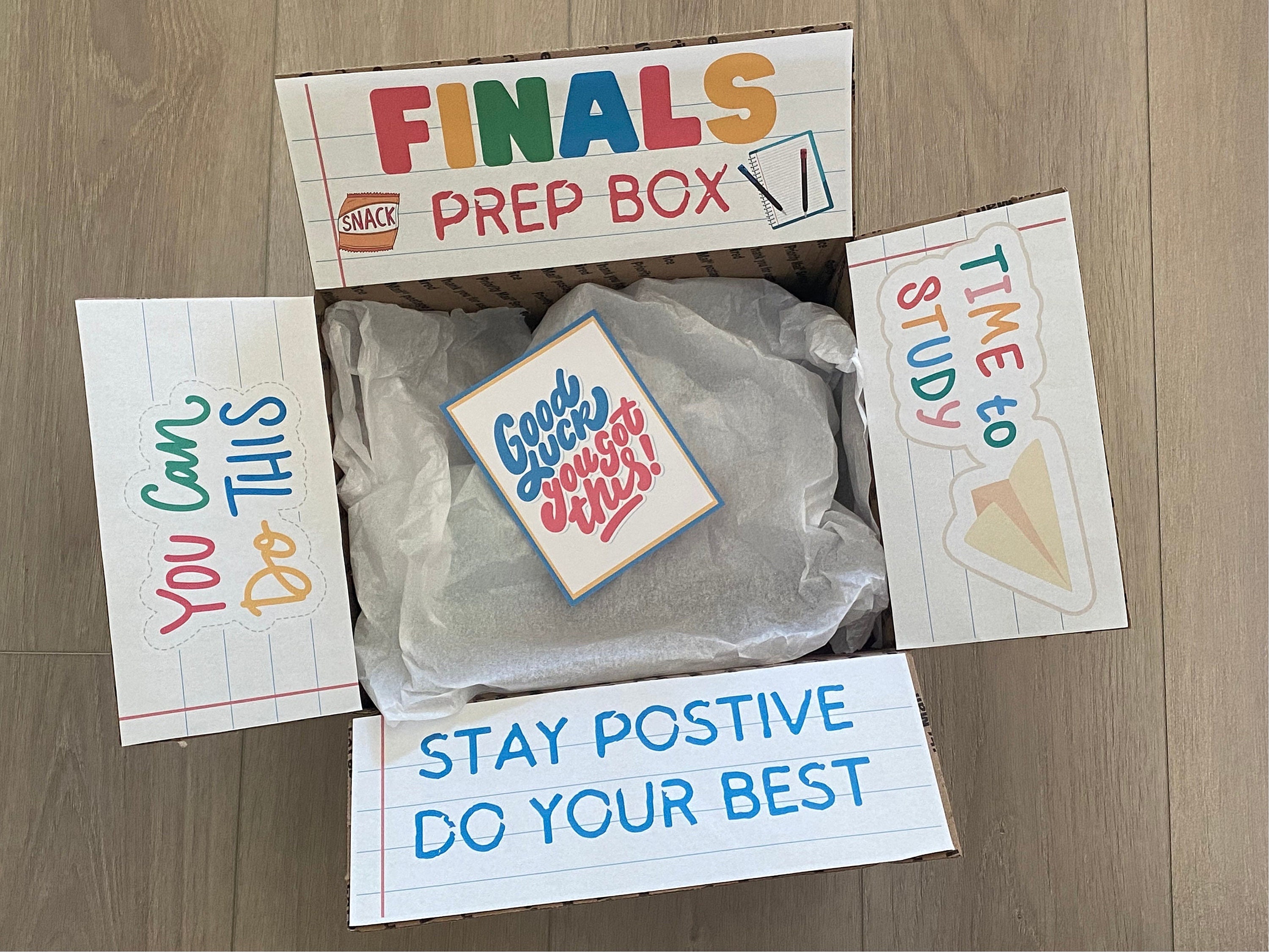 Finals Care Package Box, Printable Gift Tags for Students, College Care ...