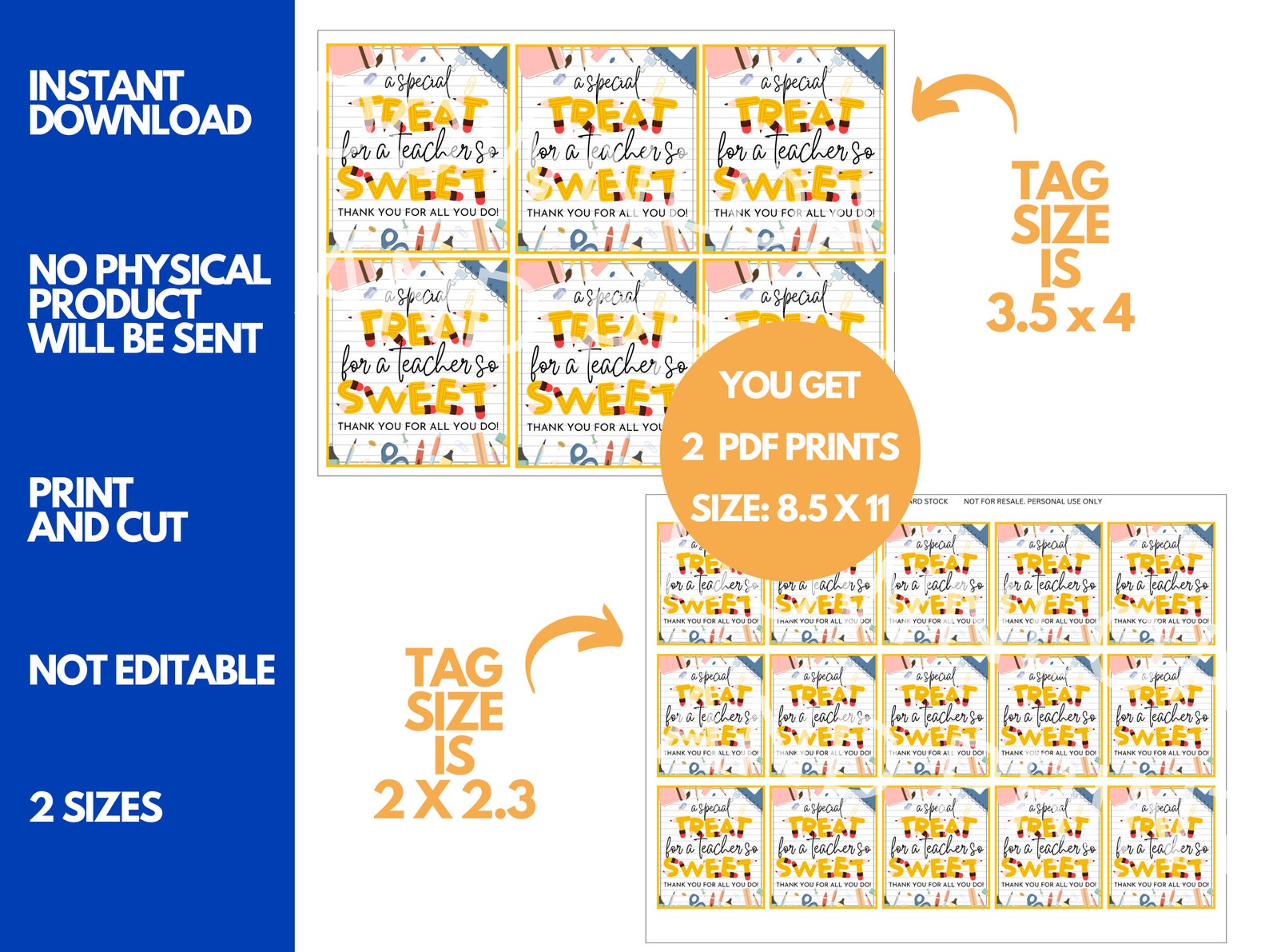 Teacher Sweet Treat Tag, Teacher Appreciation Tag, Teacher Thank You ...