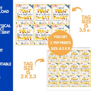 Teacher Sweet Treat Tag, Teacher Appreciation Tag, Teacher Thank You ...