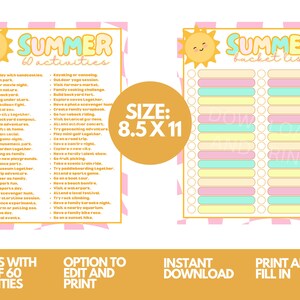 Editable Summer to Do List, Kids Bucket List Printable, Custom Summer ...
