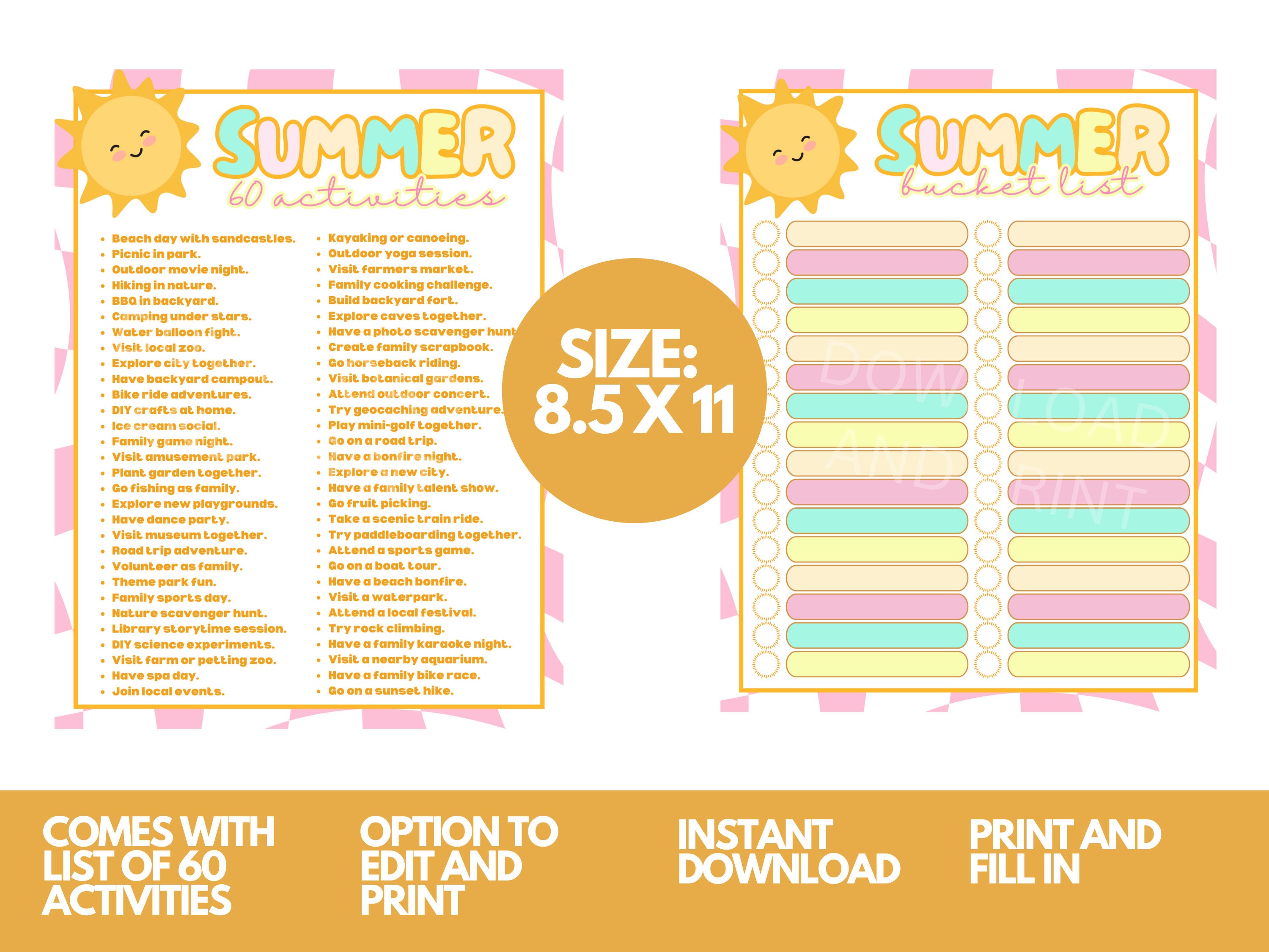 Editable Summer to Do List, Kids Bucket List Printable, Custom Summer ...