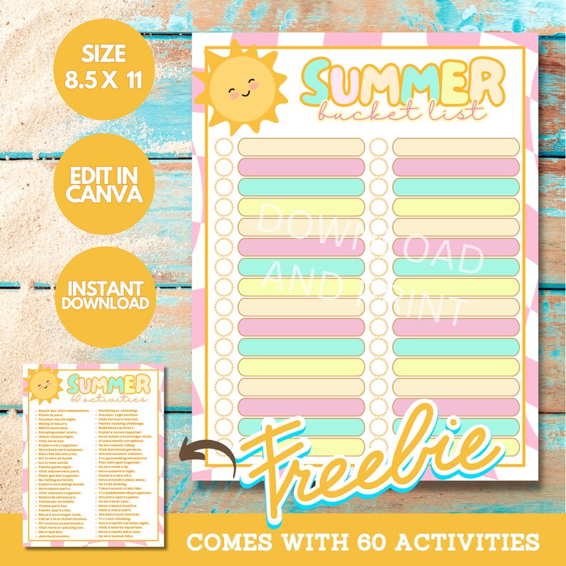 Editable Summer to Do List, Kids Bucket List Printable, Custom Summer ...