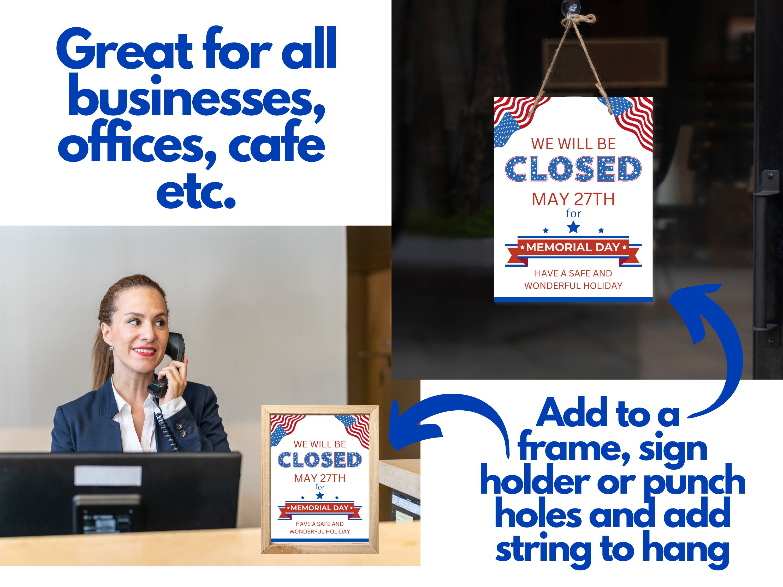 Printable "closed for Memorial Day" Sign - Instant Download - Memorial ...