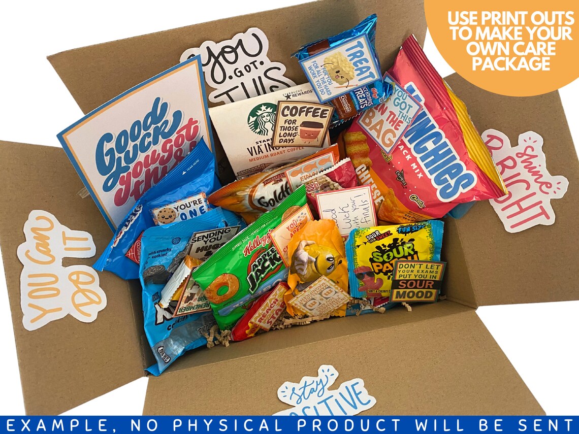 Finals Care Package Tags, Printable Gift Tags for Students, College ...