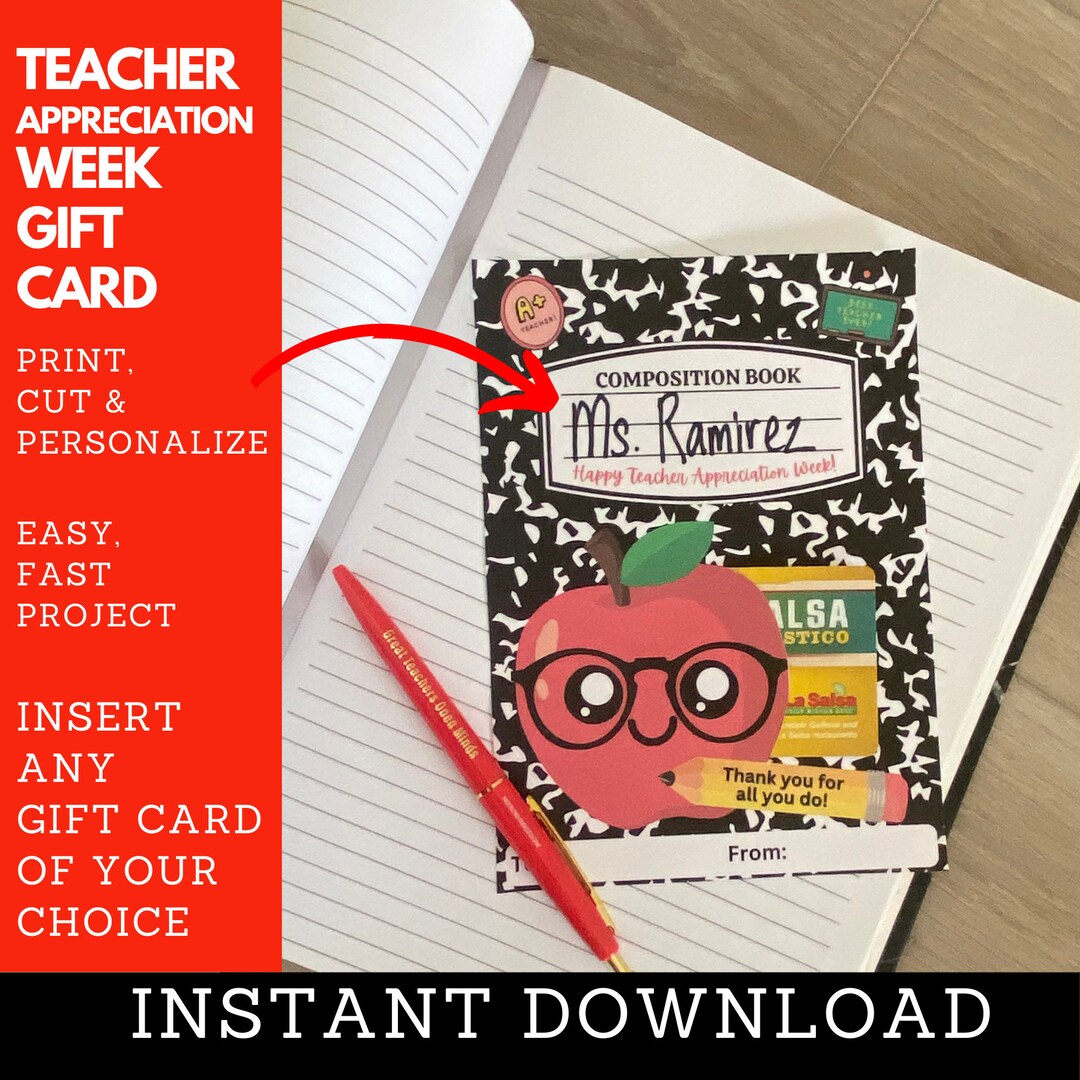 Teacher Appreciation Week Gift Card Holder, Printable Happy Teacher ...