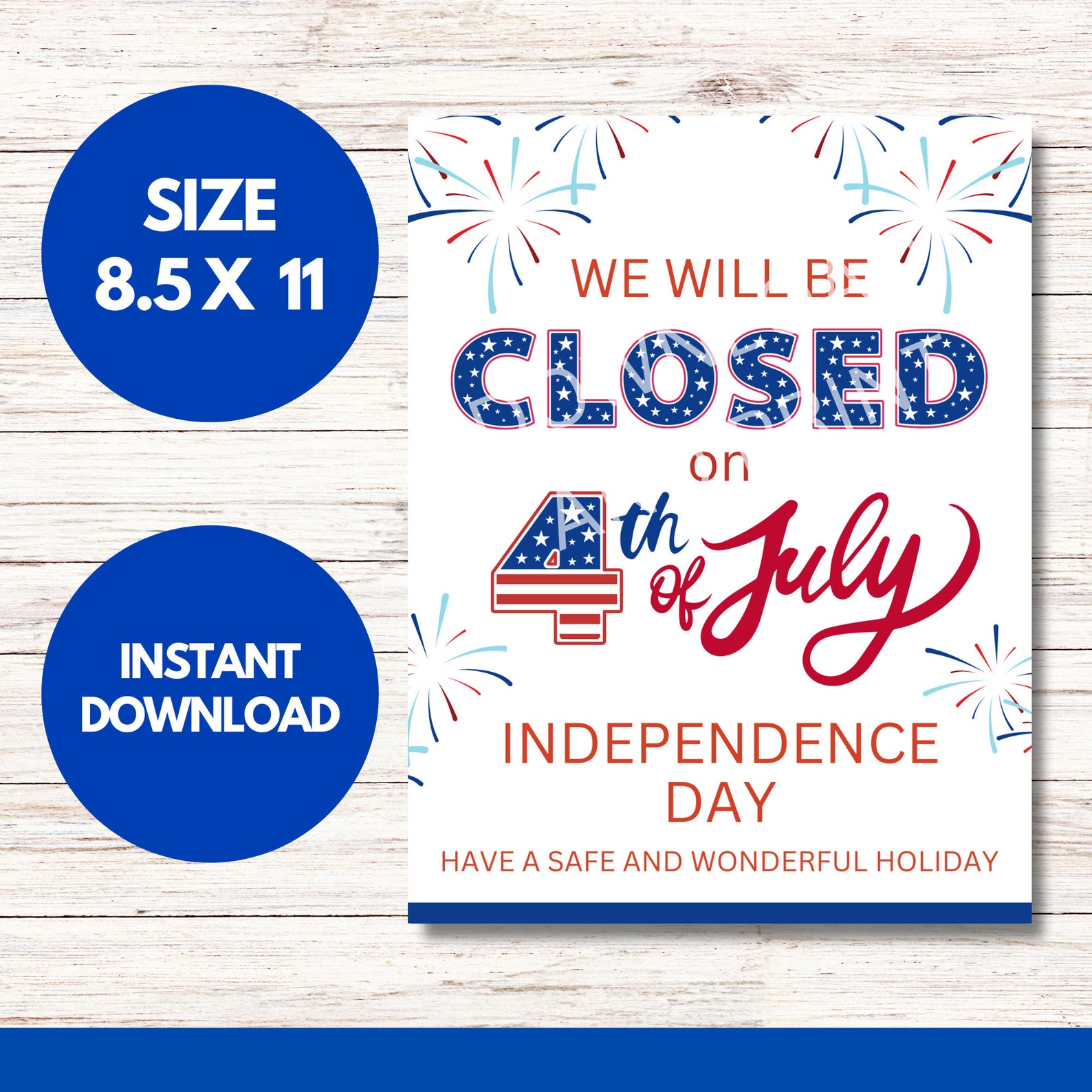 Closed for 4th of July Sign, Independence Day, Instant Download, Closed ...