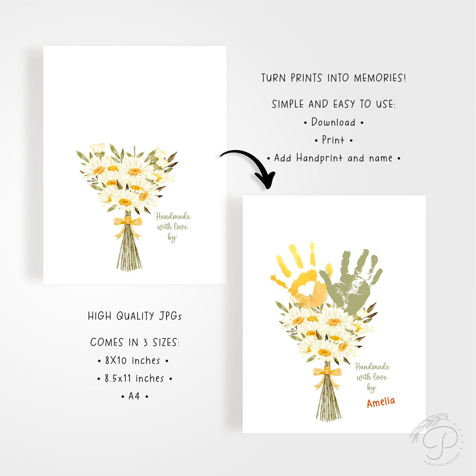 Mothers Day Handprint Craft Printable, Mothers Day Poem, Flower ...