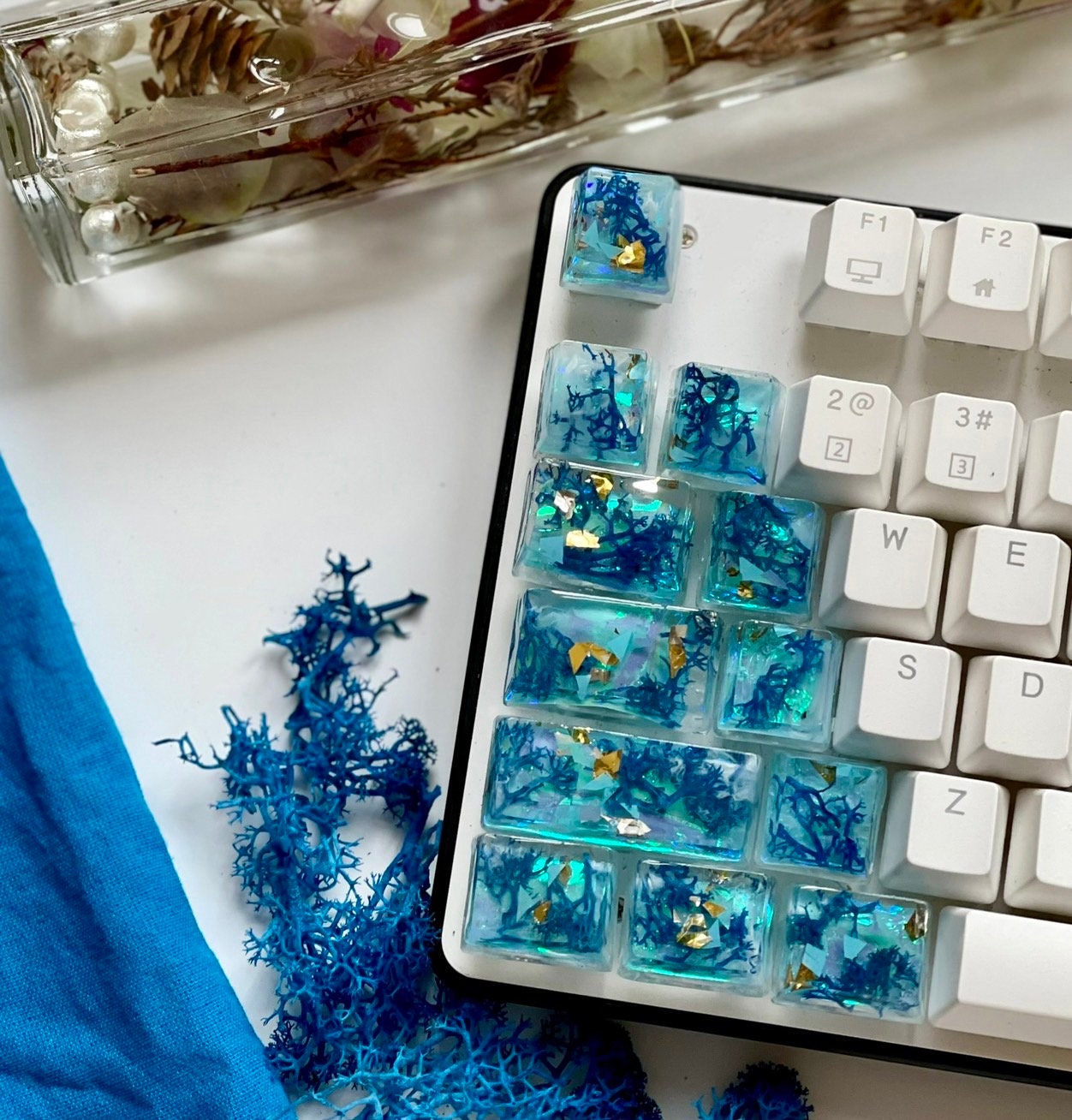 Ocean Themed Blue Aurora UV Resin Keycap for Mechanical - Etsy