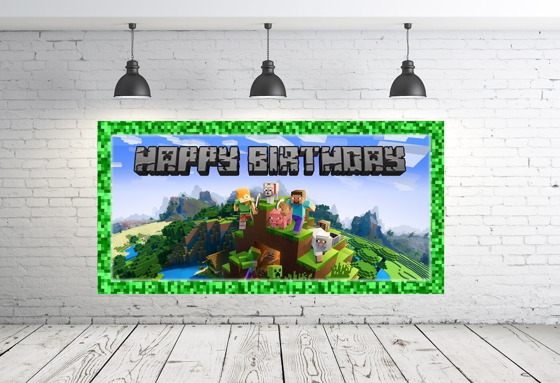 Minecraft Birthday Banner ~ DIGITAL FILE ~ - Etsy
