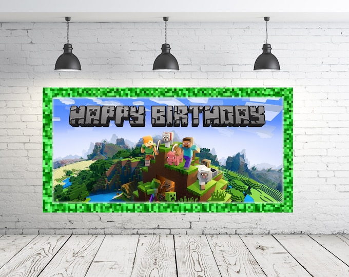 Minecraft Birthday Banner DIGITAL FILE - Etsy