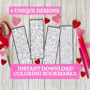 Coloring Bookmarks Valentines Day Activity for Kids Printable Book ...