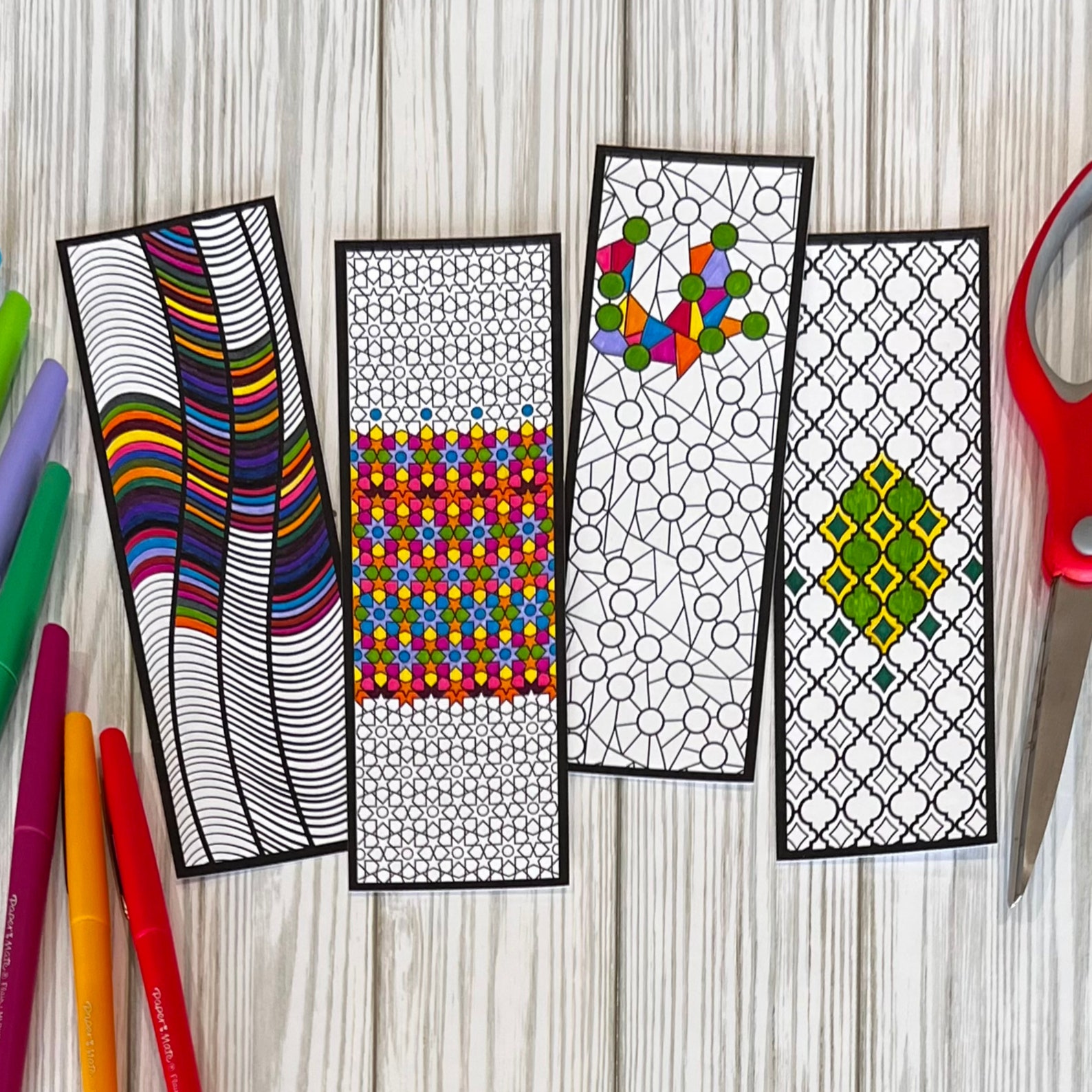 Coloring Bookmarks for Adults Printable Bookmark Digital Download ...