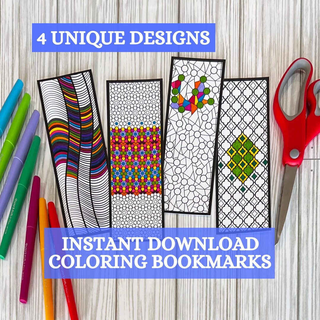 Coloring Bookmarks for Adults Printable Bookmark Digital Download ...