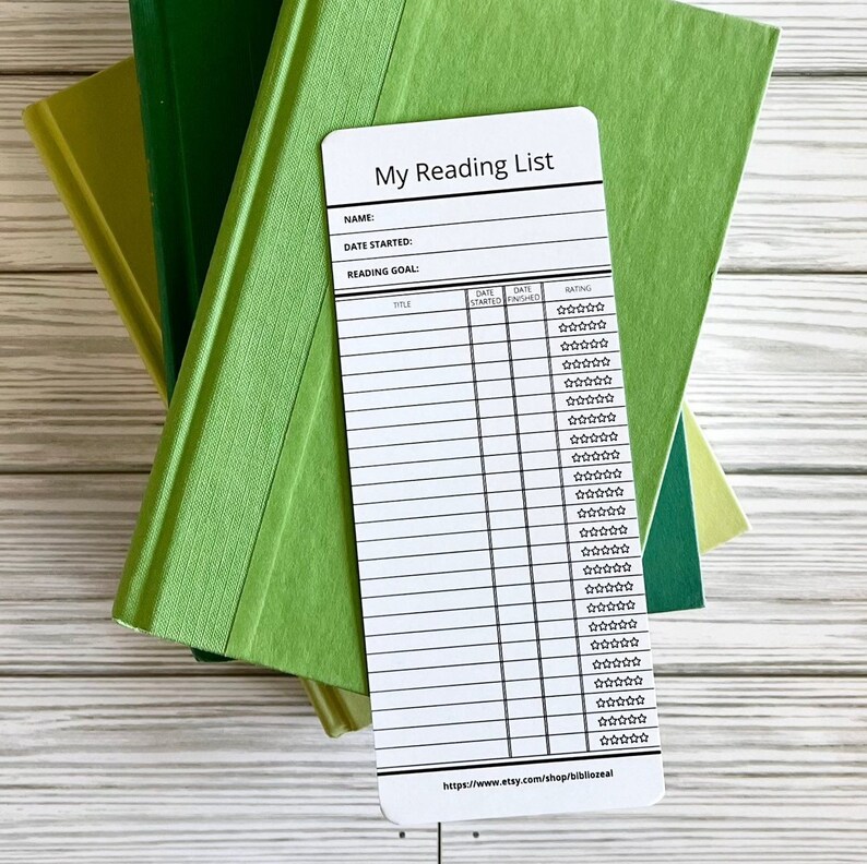 2026 Reading List Bookmark Reading Habit Tracker Bookmark Library Card ...