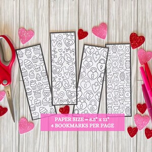 Coloring Bookmarks Valentines Day Activity for Kids Printable Book ...