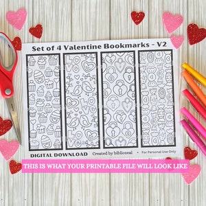 Coloring Bookmarks Valentines Day Activity for Kids Printable Book ...