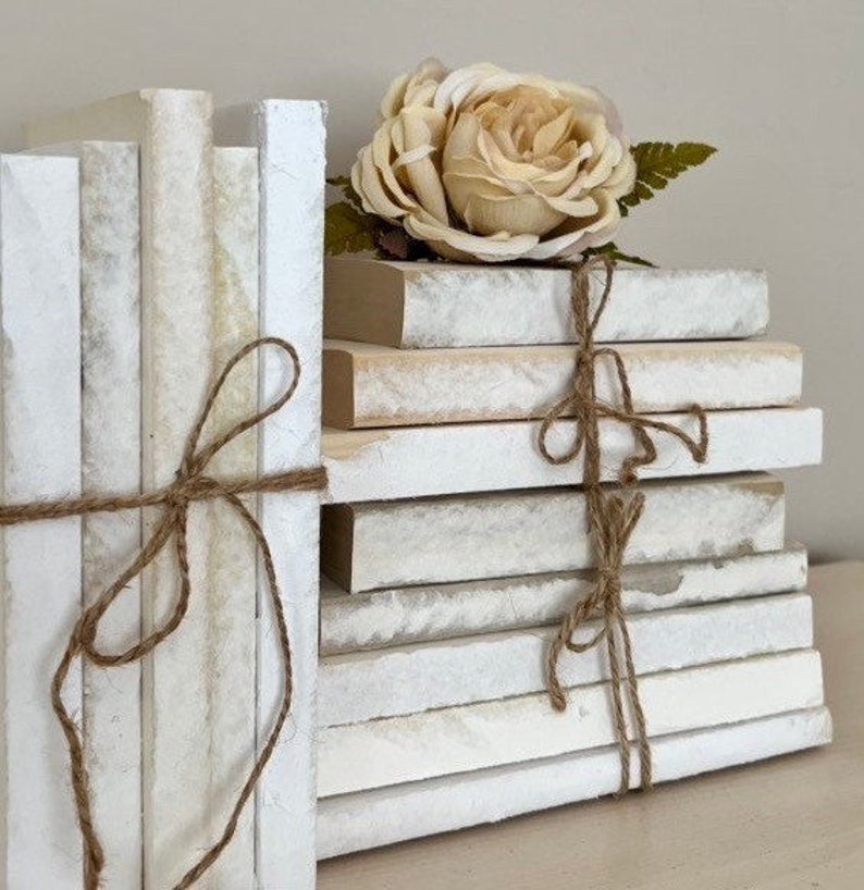 Shabby Chic Book Bundle Rustic Bookshelf Decor Book Stack Farmhouse ...