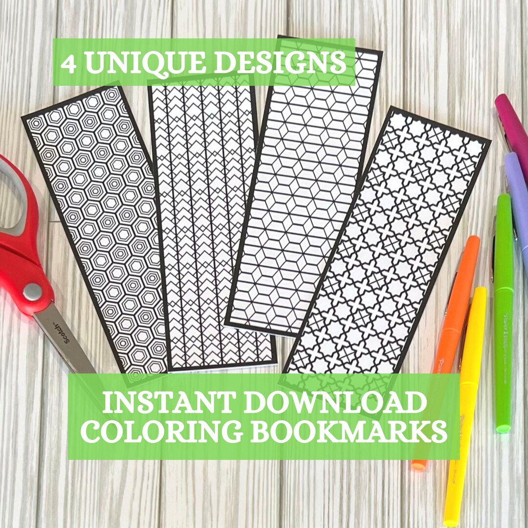 Coloring Bookmarks Digital Download Coloring Book Mark Graphic Design ...